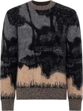 Laneus Homme, Pulls, Multicolore, Taille: S Pull col rond en mohair bross&eacute;