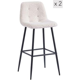 Nordlys Nordlys - Lot de 2 Tabourets de Bar Metal Tissu Scandinave