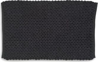 KELA Badematte rutschfest 70 x 120 x 2 cm Marie, Badezimmerteppich schwarz, waschbar, recyceltes Polyester & Baumwolle, Badvorleger in Strickstruktur