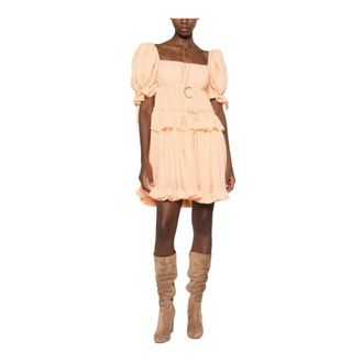 Chlo&eacute; Robe &agrave; Volants Volants &Eacute;paules D&eacute;gag&eacute;es - Femme - Robes - Orange - Taille: 38 FR