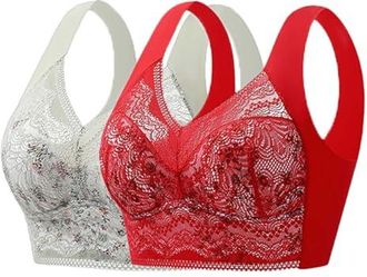 Generic Bustier pour femme - Bretelles r&eacute;glables - Couverture compl&egrave;te - Soutien-gorge confortable sans armatures - Soutien-gorge sans armatures, Rouge past&egrave;q