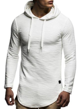 LEIF NELSON Herren Kapuzenpullover Slim Fit Baumwolle-Anteil Basic weißer Männer Hoodie Kapuzenshirt Pulli Langarm Jungen schwarzer Pullover-Shirt mit Kapuze LN63