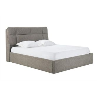 Miliboo Lit coffre 2 places 160x200 cm en tissu textur&eacute; taupe HONO