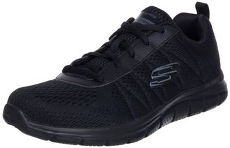 Skechers Herren Track Moulton Oxford, Schwarz/Schwarz, 42.5 EU Weit