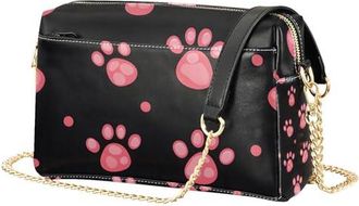 Mnsruu Sacs à bandoulière pour femme, sac à main en cuir avec empreintes de pattes de chien mignonnes