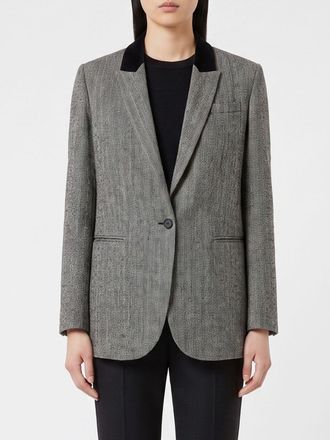 Forte_Forte Kurzer einreihiger Viskose-Blazer mit Chevron-Muster