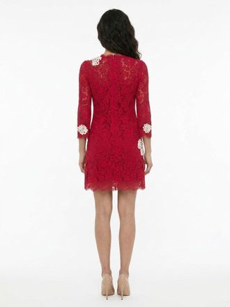 Dolce & Gabbana Lace-Trimmed Bicolor Dress - Red
