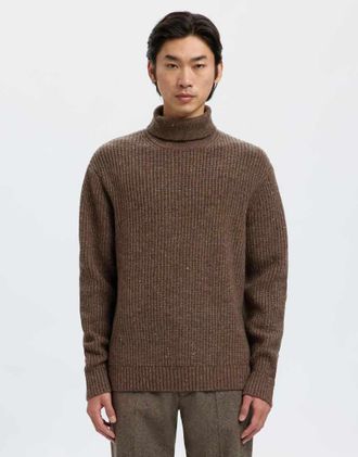 Selected Pull en maille - Grain de caf&eacute;-Brown