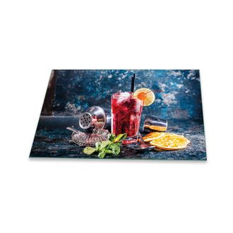 Decorwelt Herdabdeckplatte Abdeckung Ceranfeld Abdeckplatte Schneidebrett 1-Teilig 80x52 Cocktail Blau Spritzschutz Glasplatte Ceranfeldabdeckung Schutz Kochpla