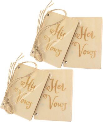 Garneck Holz Gel&uuml;bdebuch 4 St&uuml;ck Kraftpapier Notizbuch mit Juteschnur Hochzeit Verlobung Geschenk Rustikale Hochzeitsdekoration