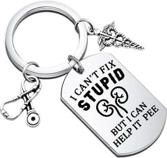 Generic Cadeau amusant durologue pour m&eacute;decin r&eacute;nal, &eacute;tudiant en urologie, Porte-cl&eacute;s Help-it-pee, S, Acier inoxydable, Hypoallerg&eacute;nique, 30 mm, Femme, Adulte