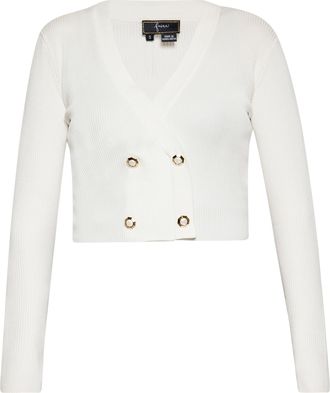 Faina Strickjacke Damen Wollwei&szlig;