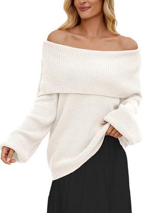 Generic Pull pour femme - Pull ample en tricot confortable et doux - Col rond - Manches longues - Pour un usage quotidien - Automne et hiver, b, XL