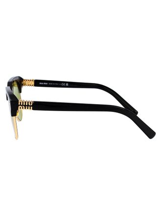 Miu Miu 0MU Yellow-Tinted Clubmaster Sunglasses - Black