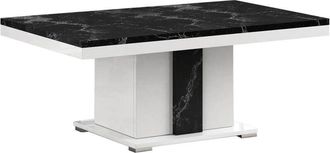Altobuy ARIANE - Table Basse Pied Central Blanc et Aspect Marbre Noir