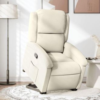vidaXL Relaxsessel mit Aufstehhilfe Creme Samt - Vidaxl