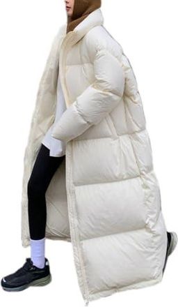 ORANDESIGNE Manteaux Duvet Femme Doudoune Longue Manteau Hiver Manteau Zipp&eacute; &eacute;pais Chaud Parka Blouson avec Capuche Fourrure Grande Taille Duvet en Coton H-Beige 