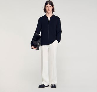 Sandro Viskose-Cardigan mit Rei&szlig;verschluss