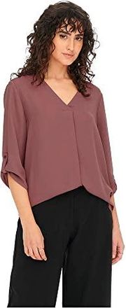 Jacqueline de Yong Jacqueline de Yong Haut féminin à Manches 3/4 uni, Rose/Marron, 42