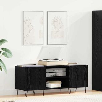 vidaXL vidaXL Meuble &agrave; vinyles avec &eacute;tag&egrave;re Ch&ecirc;ne noir 121 x 38 x 48 cm