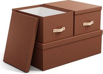 Bigso Box of Sweden BIGSO INGE 3er-Set Aufbewahrungsboxen f&uuml;r das Schlaf-, Kinder-, Arbeits- & Badezimmer - Ordnungsbox mit Deckel - Aufbewahrungskisten aus 100% recycelt