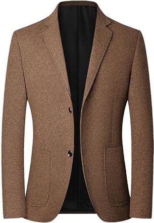 Generic Blazer vintage en tweed à chevrons pour homme, coupe ajustée, deux boutons, en laine mélangée, veste de sport décontractée pour homme, CE2, 4XL