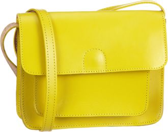 Pieces NAYSA Leather Cross Over 17036849, Damen Umhängetaschen, Gelb (Yellow), 17x19x4 cm (B x H x T)