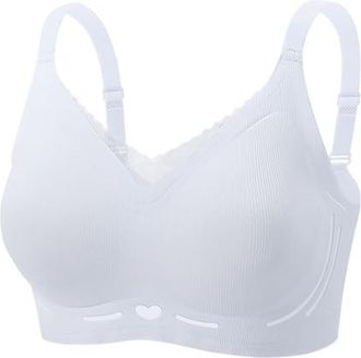 Generic Soutien-gorge c&ocirc;tel&eacute; sans fil pour femme avec bretelles r&eacute;glables, col en V avec bordure en dentelle, haut de soutien doux et extensible | Coussinets 