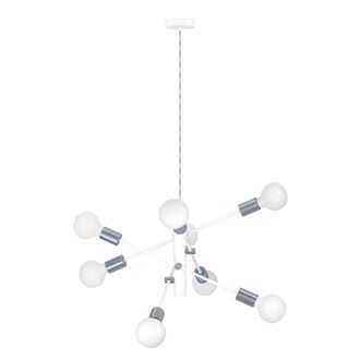 Eglo Pendelleuchte Gradoli, 8 flammige H&auml;ngelampe, H&auml;ngeleuchte aus Metall in Wei&szlig; und Chrom, Esstischlampe, Wohnzimmerlampe h&auml;ngend mit E27 Fassung, &Oslash; 71 