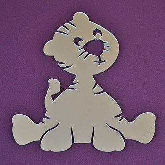 FlexiStyle Dekorativer Spiegel Little Tiger, modernes Design Dekoration, 3mm Acryl-Spiegel aus der EU, Wohnzimmer, Schlafzimmer, Flur, unzerbrechlich, DIY-Heimte