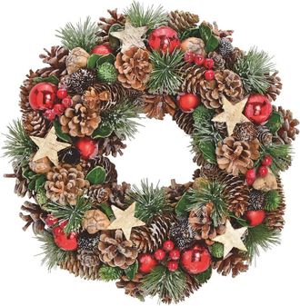Matches 21 matches21 Türkranz Deko Kranz zum Hängen winterlich dekoriert Grün Zapfen roten Beeren Kugeln & Sternen 1 STK Ø 34 cm