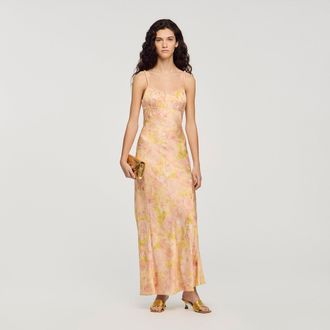 Sandro Langes Kleid mit Blumendruck