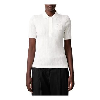 Lacoste Polo en maille pointelle - Femme - Tops - Beige - Taille: 42 FR