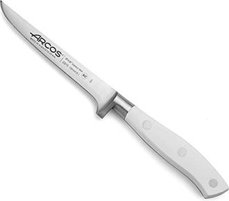 Arcos Couteau Désosseur Lame Acier Inoxydable Nitrum 130 mm. Couteau Professionnel pour Viande. Manche Ergonomique Polypropylène. Série Riviera Blanc
