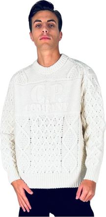 C.P. Company C.p. Company, Homme, Pulls, Blanc, Taille: M Pull ras du cou en laine Shetland douce