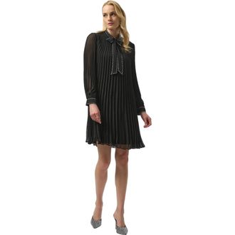 Joseph Ribkoff Femme, Robes, Noir, Taille: 38 FR Robe Trap&egrave;ze Pliss&eacute;e en Mousseline