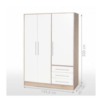 Les Tendances Les Tendances - jupiter Armoire de chambre style contemporain en bois agglomere chene et blanc - l 144,6 cm