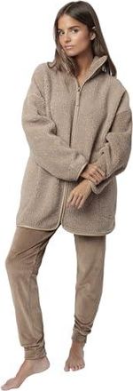 Admas Classic Peignoir &agrave; manches longues pour femme Sherpa Relax Home, chocolat, L