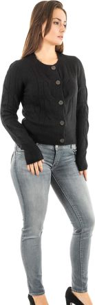 Only Damen ONLRIO Life LS Cable O-Neck Cardi KNT Pullover, Black, L