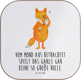 Mr. & Mrs. Panda Untersetzer Glas Fuchs Lord - Geschenk, Tassenuntersetzer, Motivation Spruch, Coaster, gl&auml;seruntersetzer, Cocktail, Neugierig, Tasse, Schick, Mond, Lu