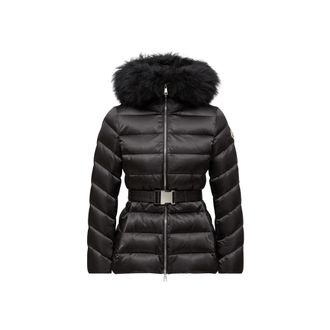 Moncler Cupidone Hooded Shearling-Trimmed Short Down Jacket