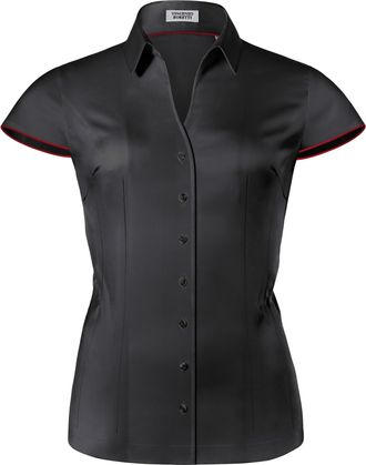 Vincenzo Boretti Bluse, modern-fit/leicht tailliert, Hemdkragen, Kurzarm - bügelleicht schwarz 38