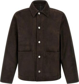Giorgio Brato Homme, Vestes, Brun, Taille: M Fiore Suede Jacket