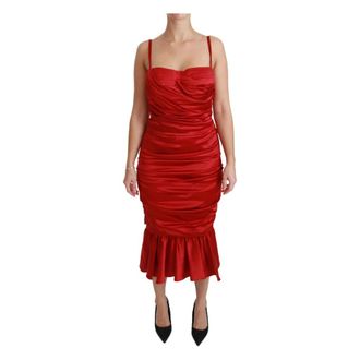 Dolce & Gabbana Rotes Seiden Mermaid Fit and Flare Kleid - - Dresses - Damen - Rot - 2XS