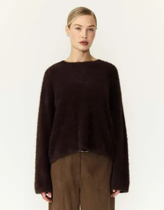 Vero Moda Malli pull en maille oversize &agrave; col rond marron