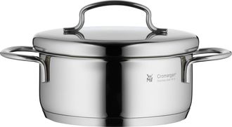 WMF Mini Topf klein 12cm, Metalldeckel, kleiner Kochtopf, Bratentopf Induktion 0,7l, kleiner Topf, Cromargan Edelstahl poliert, stapelbar, f&uuml;r kleine Port