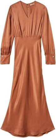 Twinset Femme, Robes, Brun, Taille: 40 FR Longue Robe en Satin