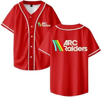 Generic Arc Raiders 2025 Merch Maillot de baseball col en V unisexe à manches courtes, Rouge, 3XL