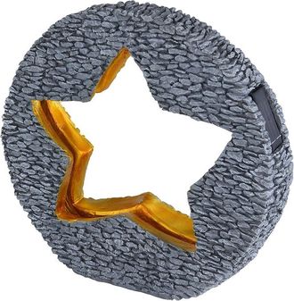 Globo Lighting Gartendeko Solarlampen f&uuml;r Au&szlig;en Tischdeko Gartentisch Garten Solarleuchte f&uuml;r Balkon, Mondsichel Stern Skulptur Stein Optik Grau Gold, LED warmwei&szlig;, 