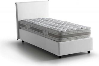 Dmora Talamo Italia - Einzelbett Claire, Bettkasten mit Stoffbezug, 100 % Made in Italy, &Ouml;ffnung vorne, inklusive Matratze 90 x 200 cm, Wei&szlig;